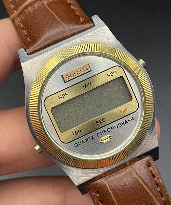 Vintage Bulova Digital Chronograph Quartz 36mm Gents Watch, Swiss Made ...