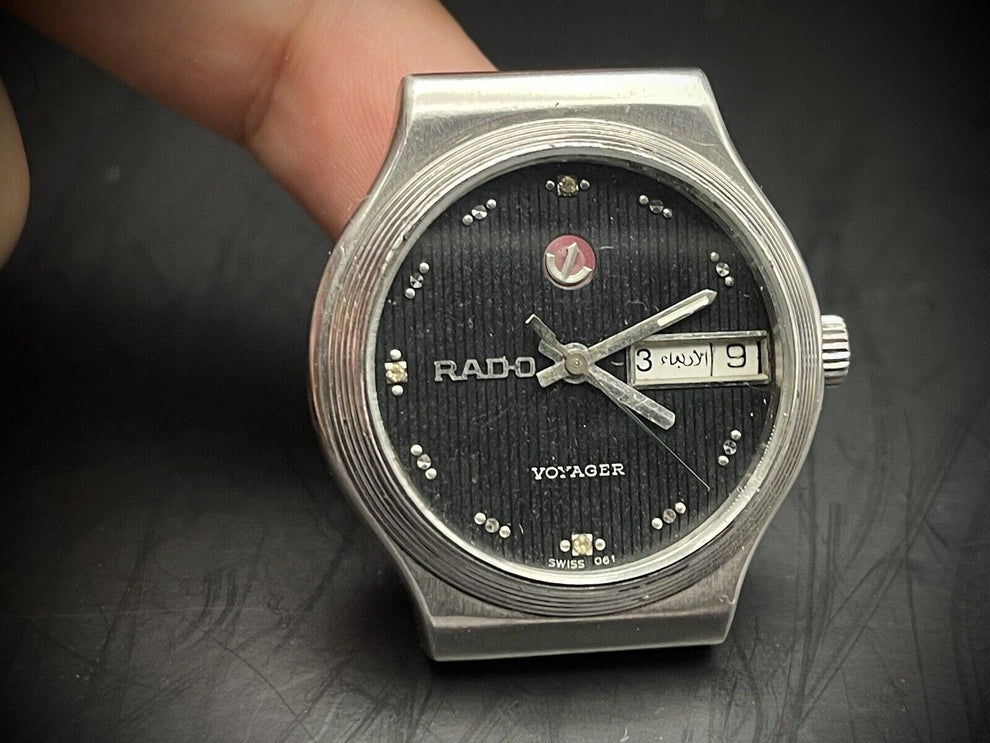 Vintage Rado Voyager Black Diamond Dial Automatic Gents Watch, 32mm ...